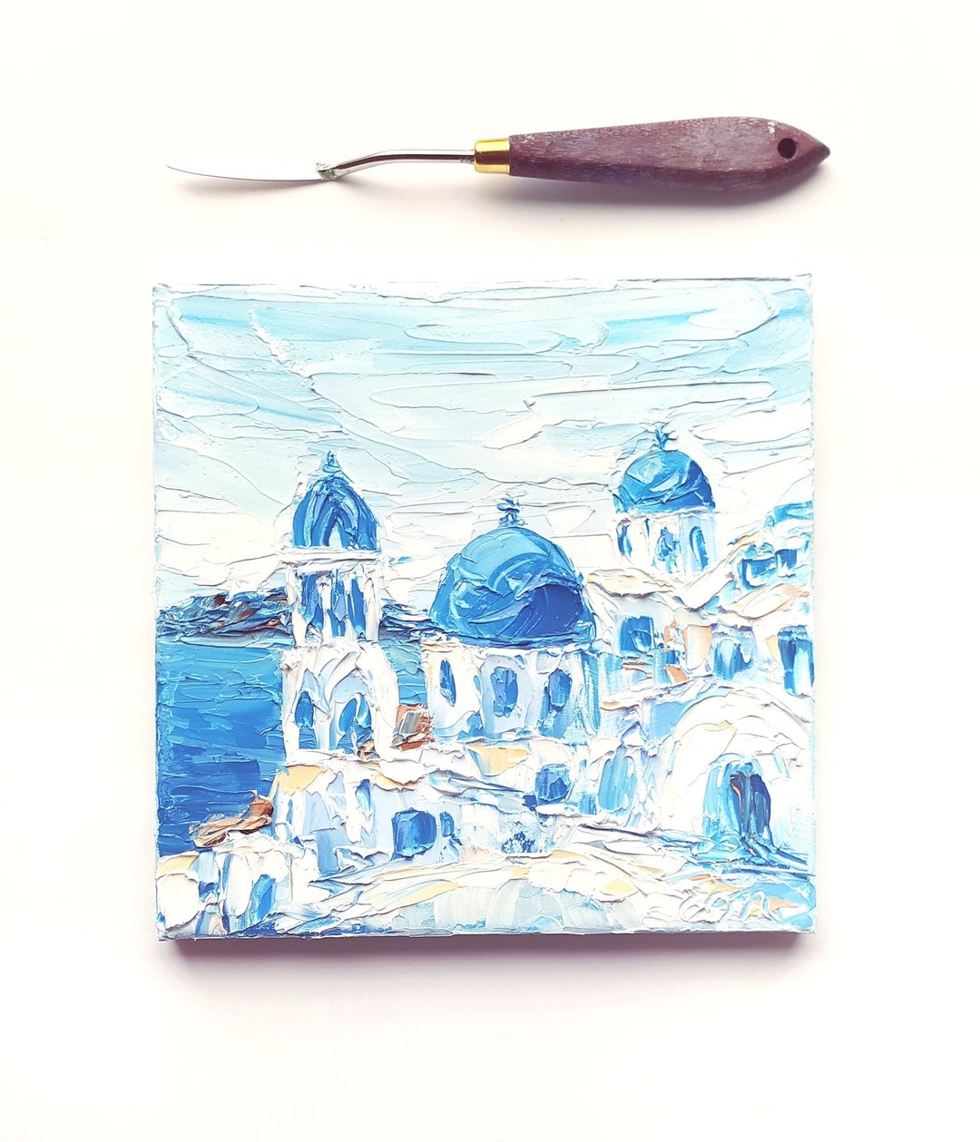 Santorini Greece Original Oil Painting Palette Knife Impasto Textured ...