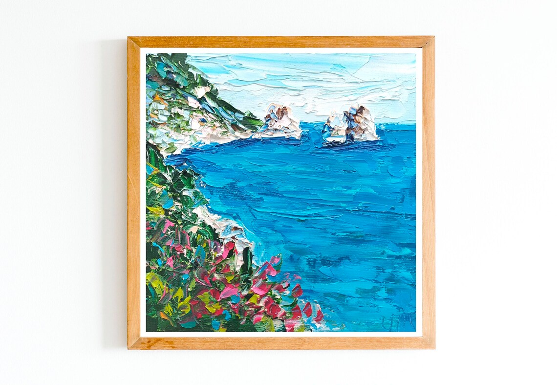 Capri Island Italy Coast Impasto Oil Painting Italian Coast | Etsy