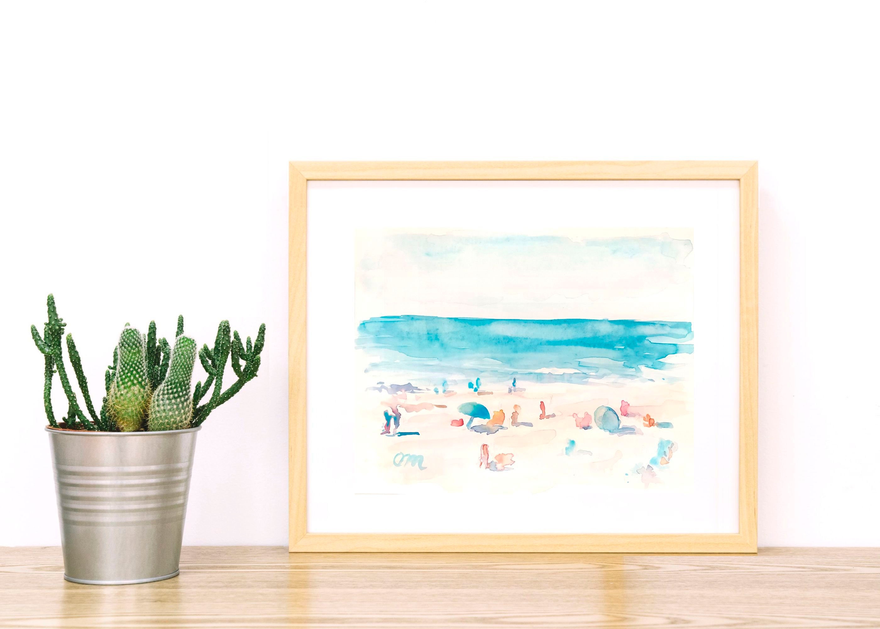 Pastel Beach Scene Watercolor Original Painting Ukrainian - Etsy