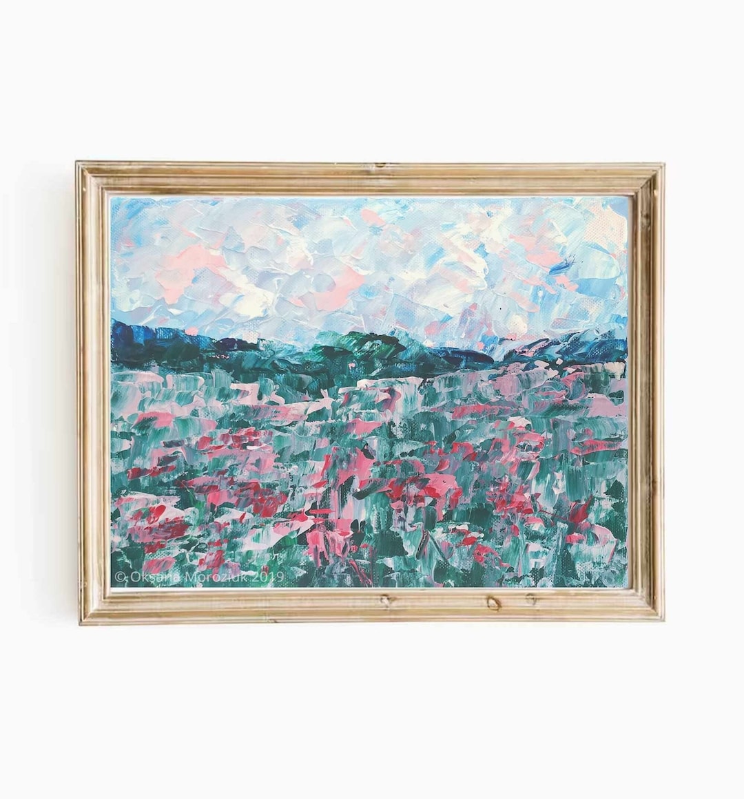Abstract Tuscany Flower Field Palette Knife Small Original Painting ...