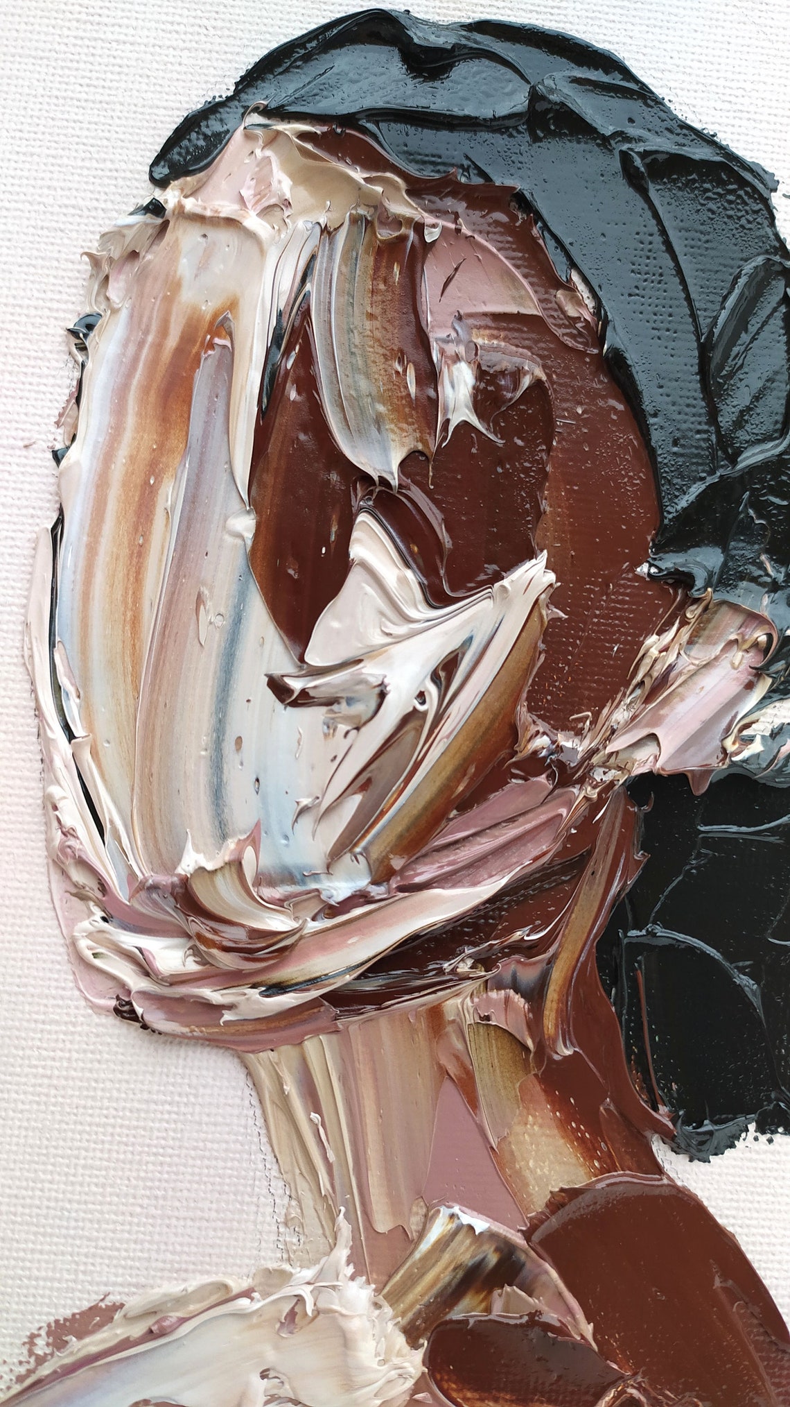 Abstract Black Woman Faceless Portrait Impasto Oil Painting African ...