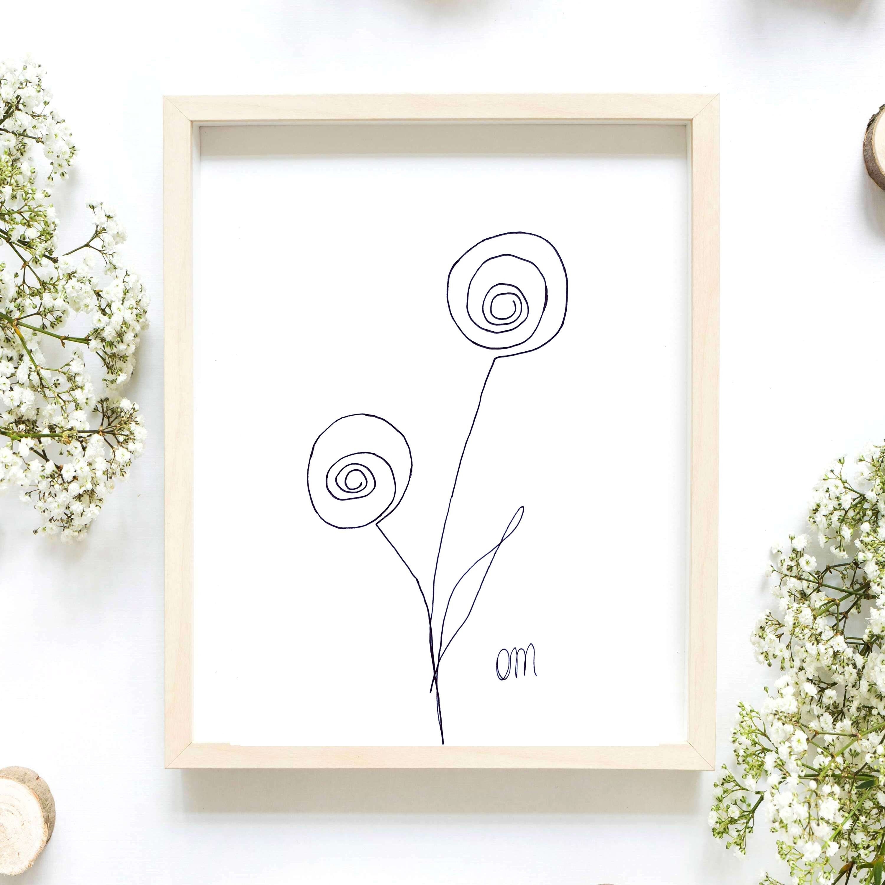 Original Ranunculus Line Drawing Wall Art MInimalist Line Art | Etsy
