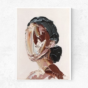 Abstract Black Woman Faceless Portrait Impasto Oil Painting African ...