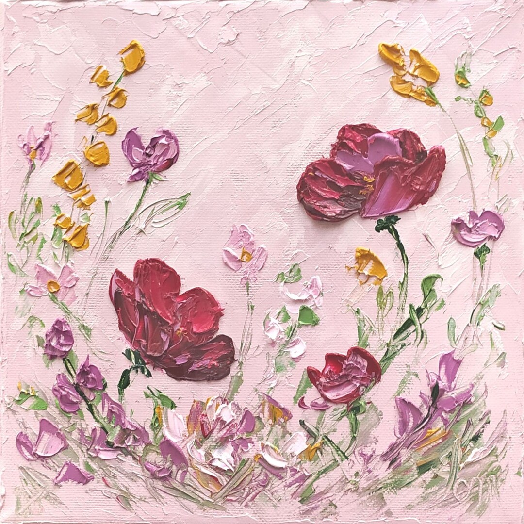 Palette Knife Purple Peony Painting Ukrainian Artist Original - Etsy