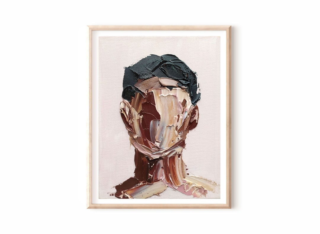 Abstract Faceless Portrait Digital Print Male Face Faceless Painting ...