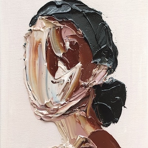 Abstract Black Woman Faceless Portrait Impasto Oil Painting African ...