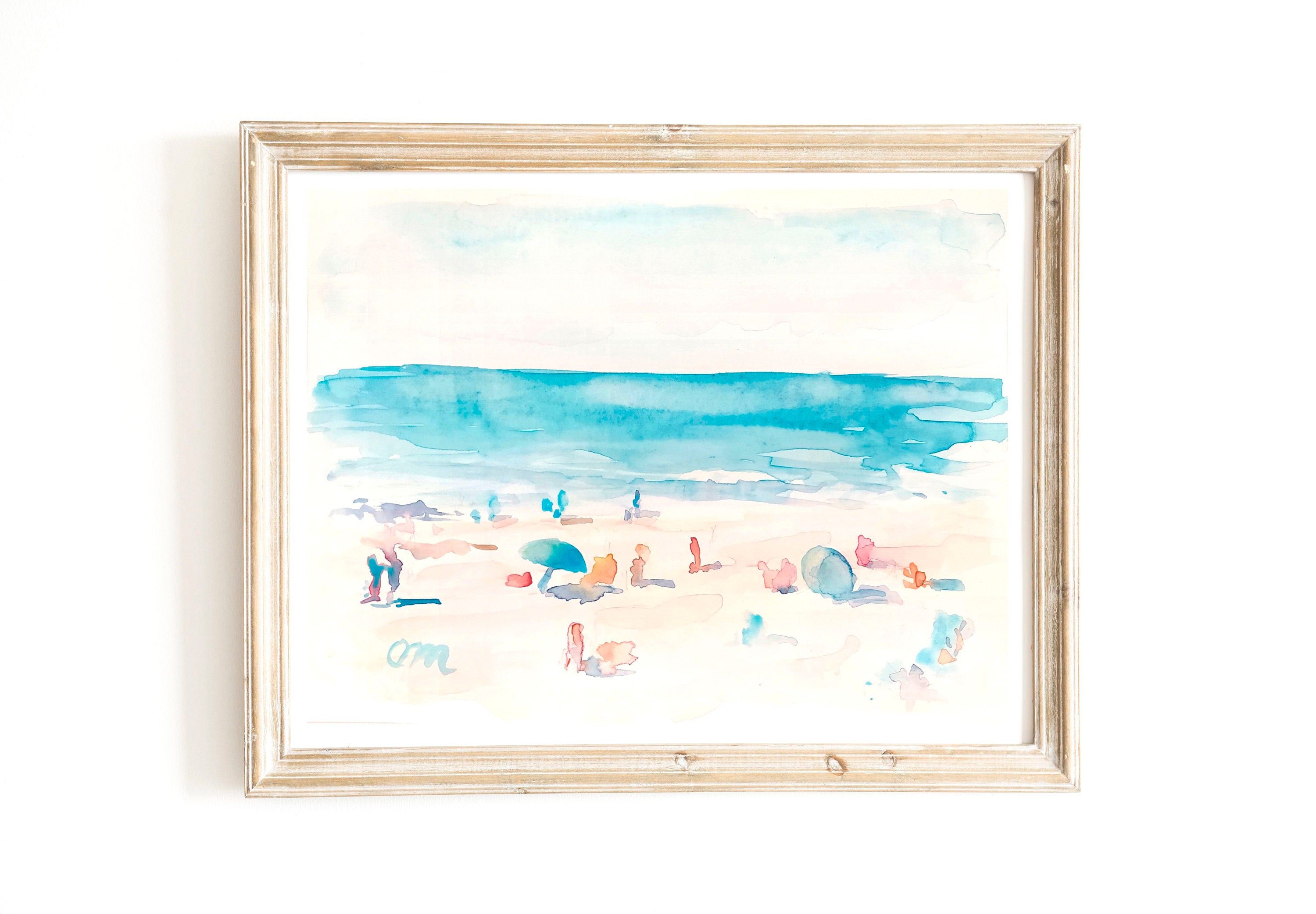 Pastel Beach Scene Watercolor Original Painting Ukrainian - Etsy