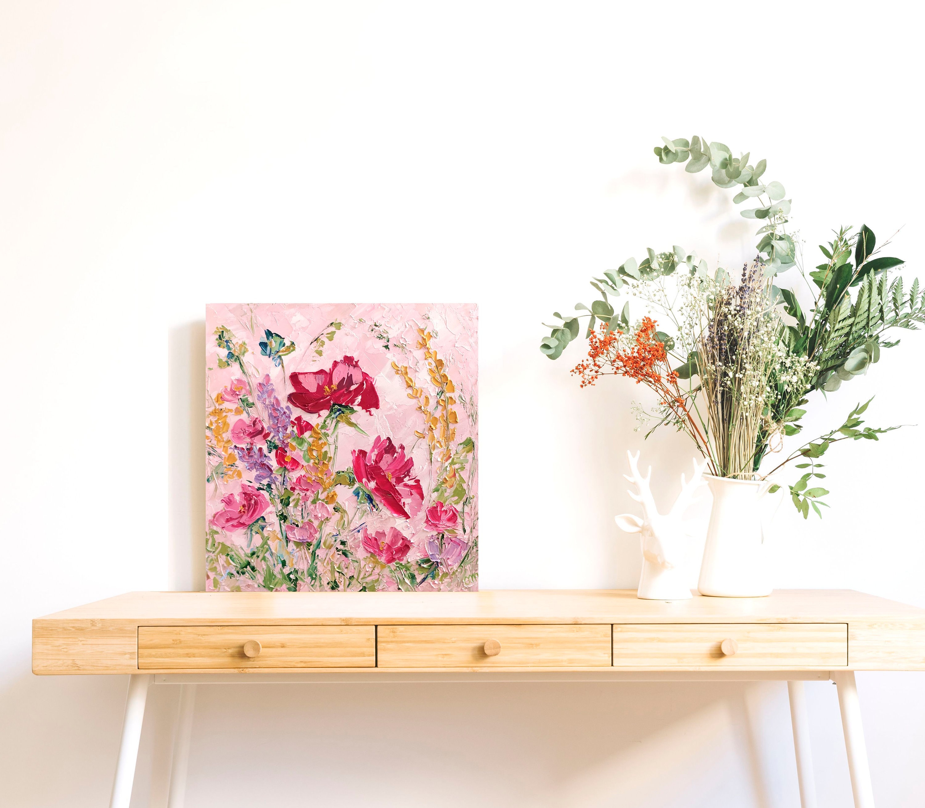 Palette Knife Purple Peony Painting Purple Flower Original Oil Artwork ...