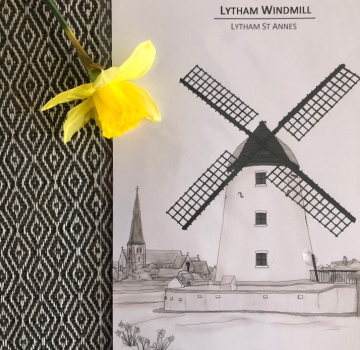 Lytham Windmill Lancashire Digital Illustration Print With Free Postage ...