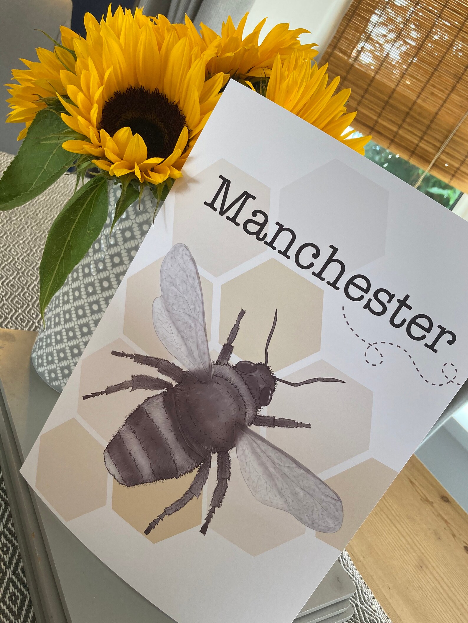Manchester Bee Print Hand Drawn Digital Illustration with | Etsy