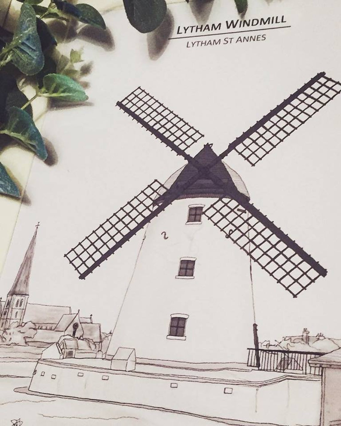 Lytham Windmill Lancashire Digital Illustration Print With Free Postage ...