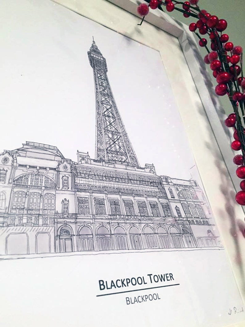 Blackpool Tower Lancashire Digital Illustration Print With - Etsy