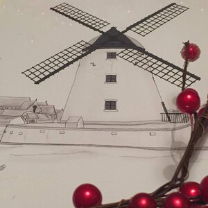 Lytham Windmill Lancashire Digital Illustration Print With Free Postage ...