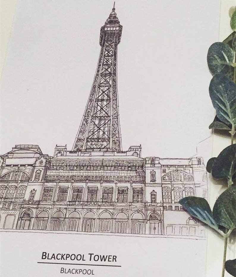 Blackpool Tower Lancashire Digital Illustration Print With Free Postage ...