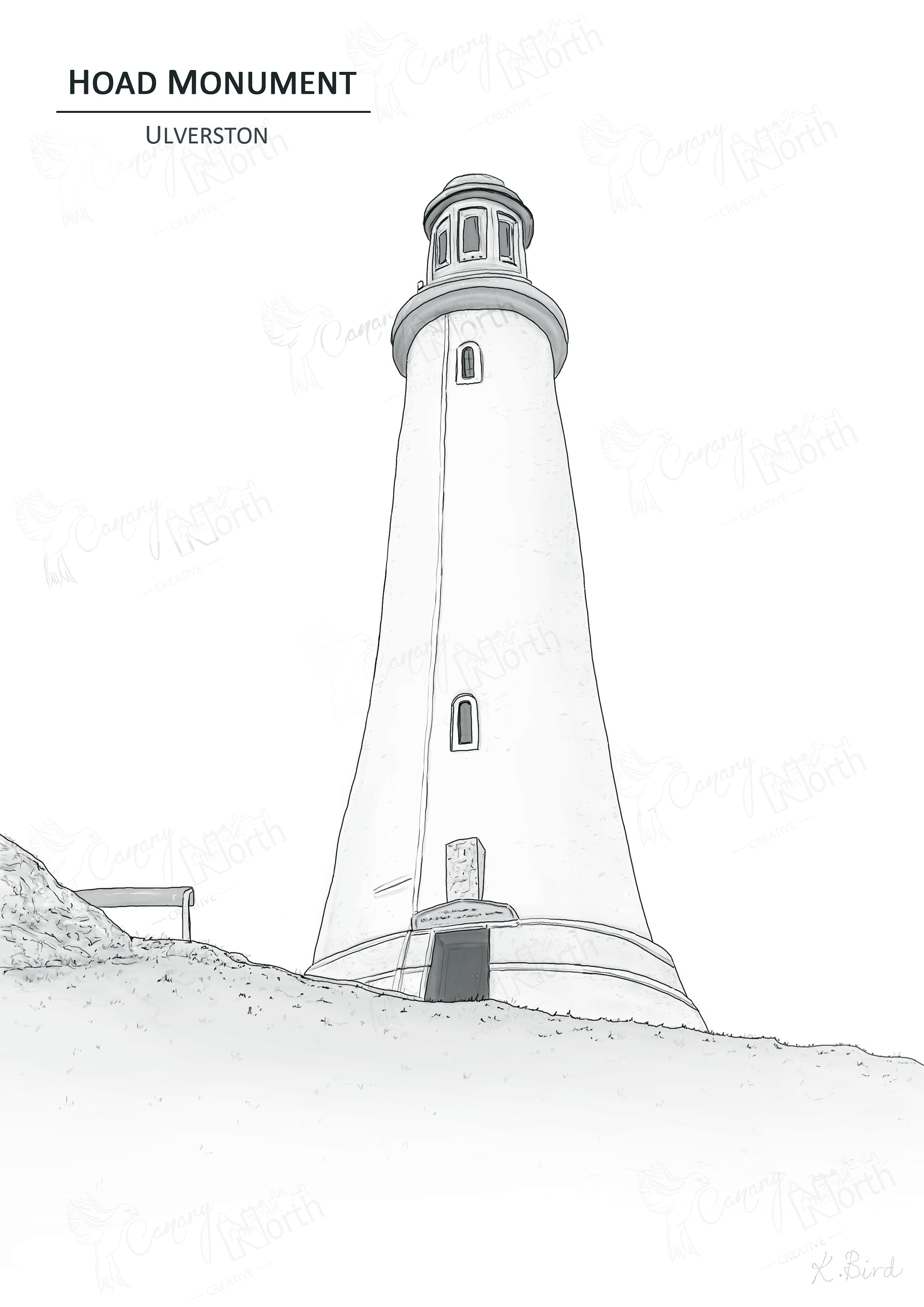Hoad Monument Ulverston Digital Illustration Print With - Etsy