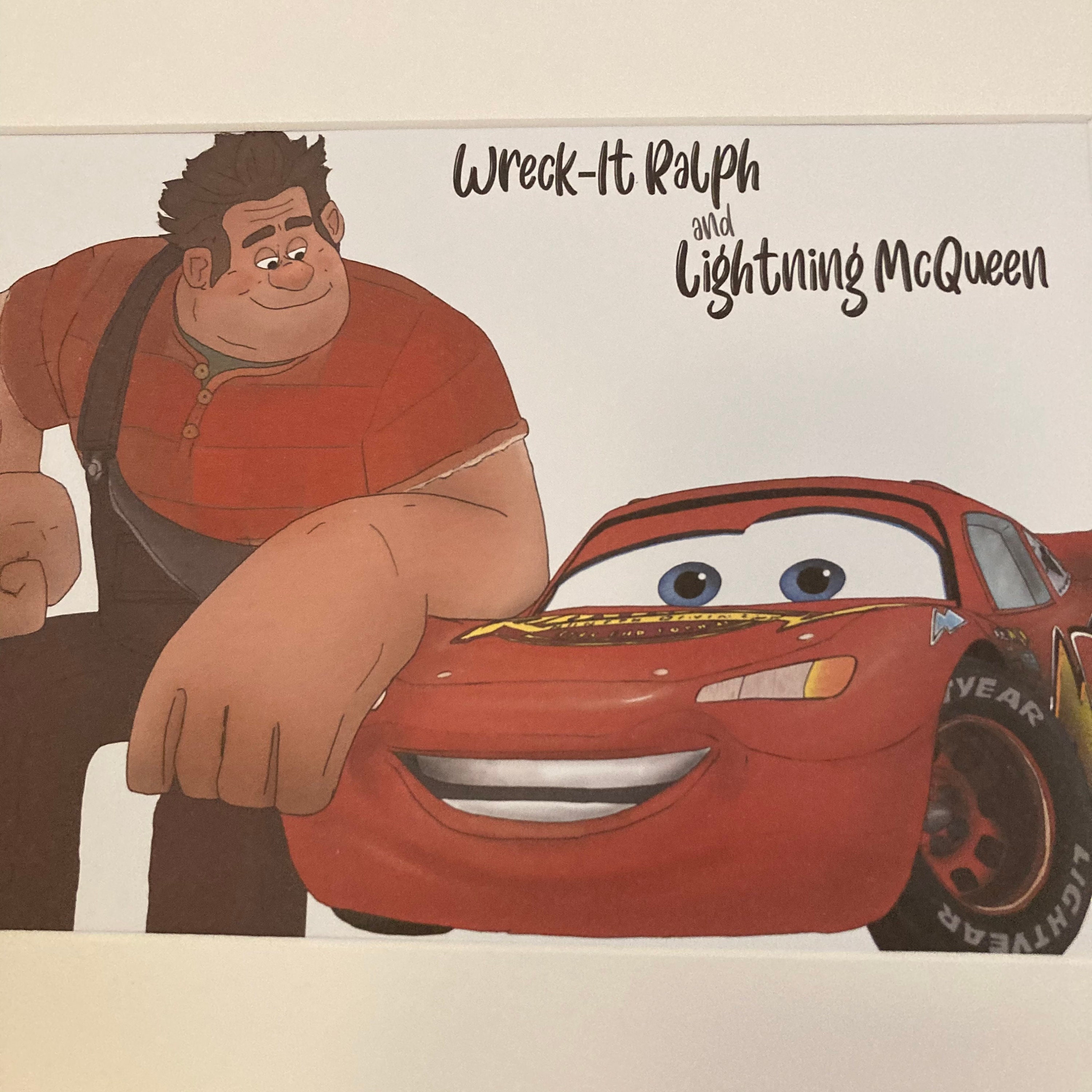 Wreck It Ralph and Lightning Mcqueen / Cars Disney / Pixar Hand Drawn ...