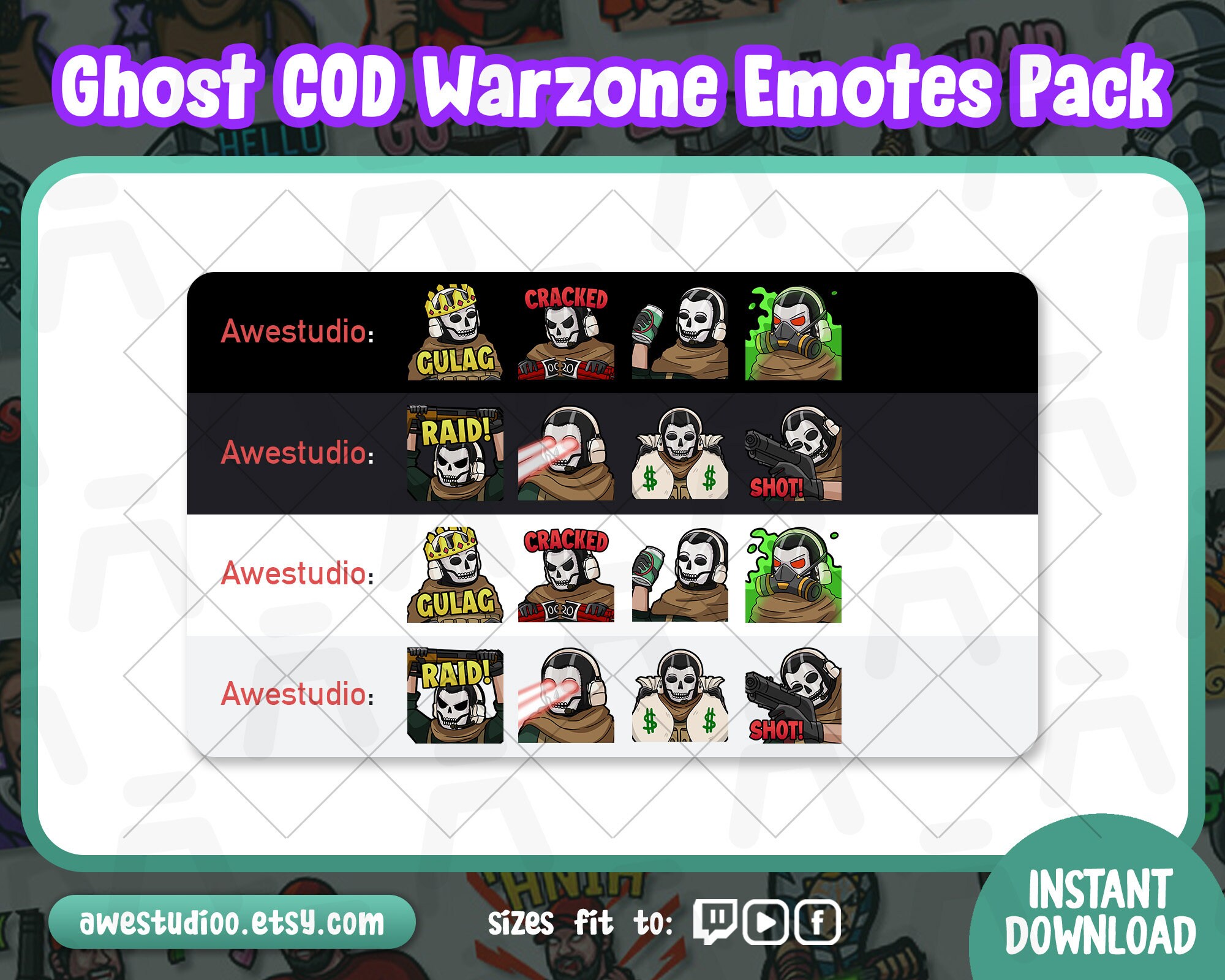 Ghost Twitch Emotes Pack Warzone Loadout Facebook - Etsy Australia