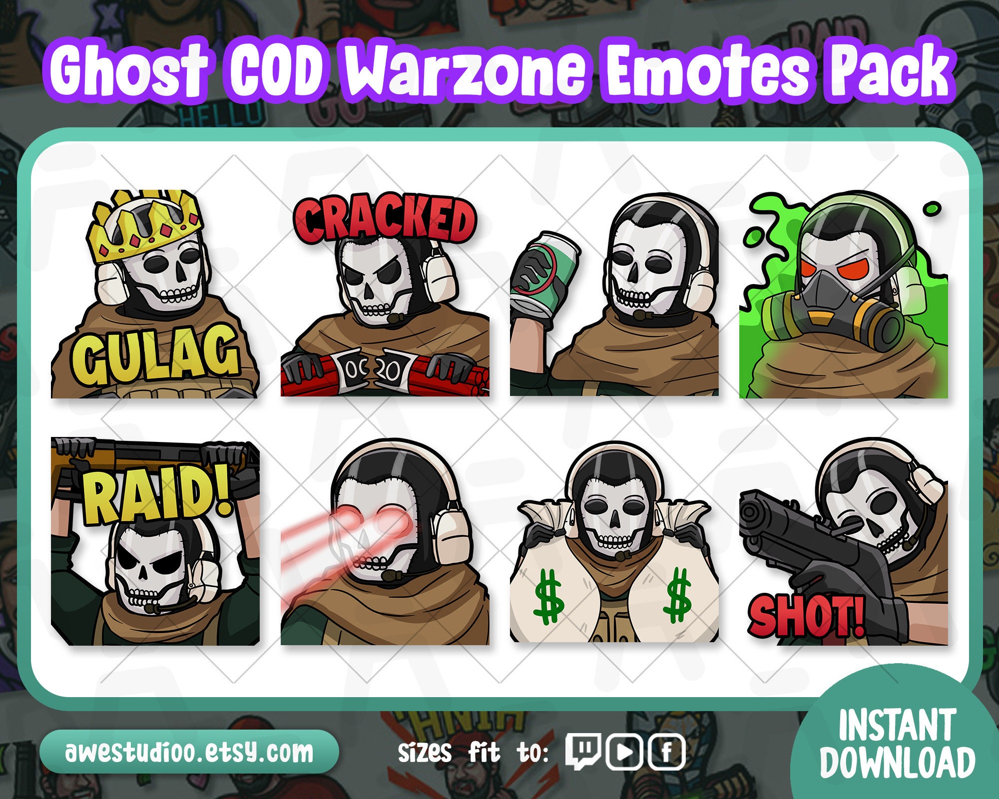 Ghost Twitch Emotes Pack Warzone Loadout Facebook - Etsy Australia