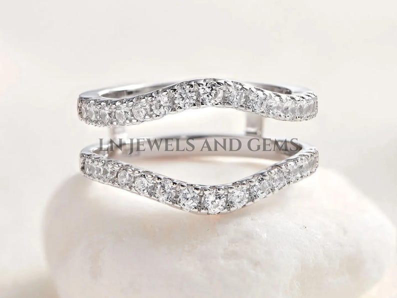 Moissanite Curved Open Gap Enhancer for Wedding Ring, Prong Set Round ...