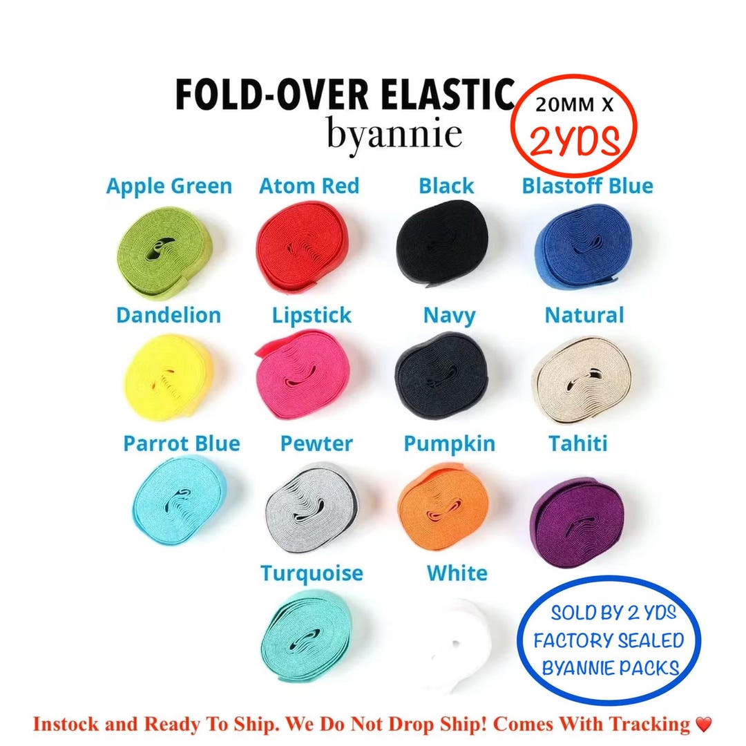 2YDS FOLD OVER ELASTIC 20MM Quality Byannie Factory Sealed 2yds Elastic ...
