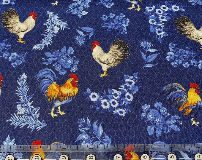 Rooster Fabric by Wilmington Prints Floral 100% Quilt Cotton Pls See ...