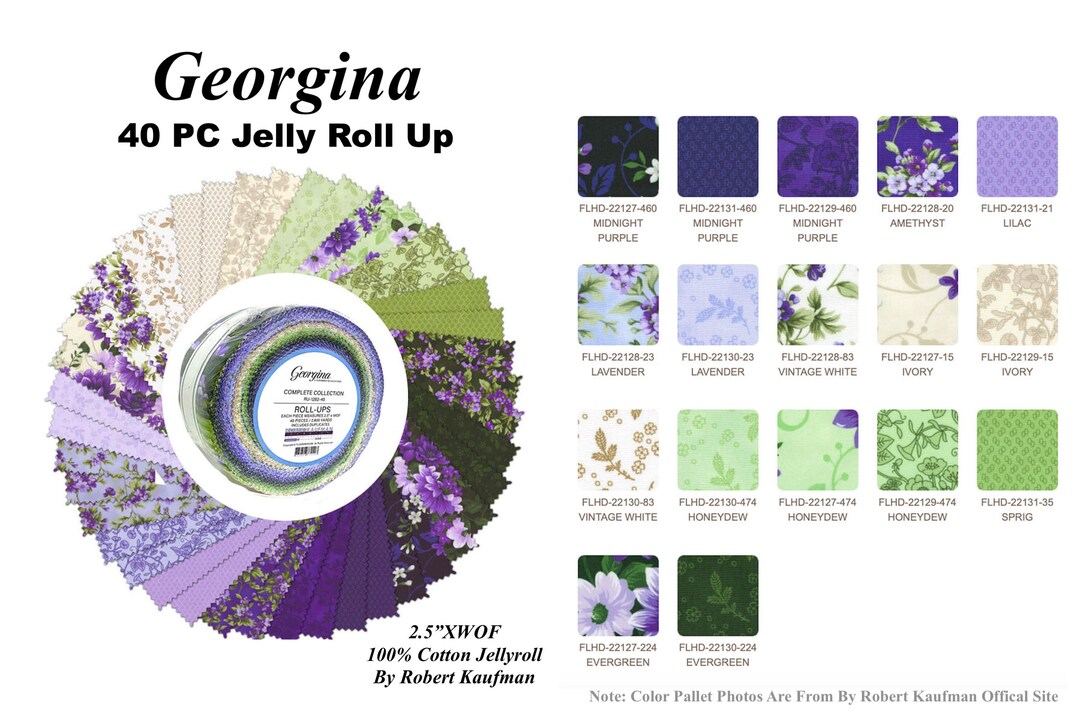 40PC Jellyroll Fabric Robert Kaufman Fabric Roll up 2.5"xwof Strips ...
