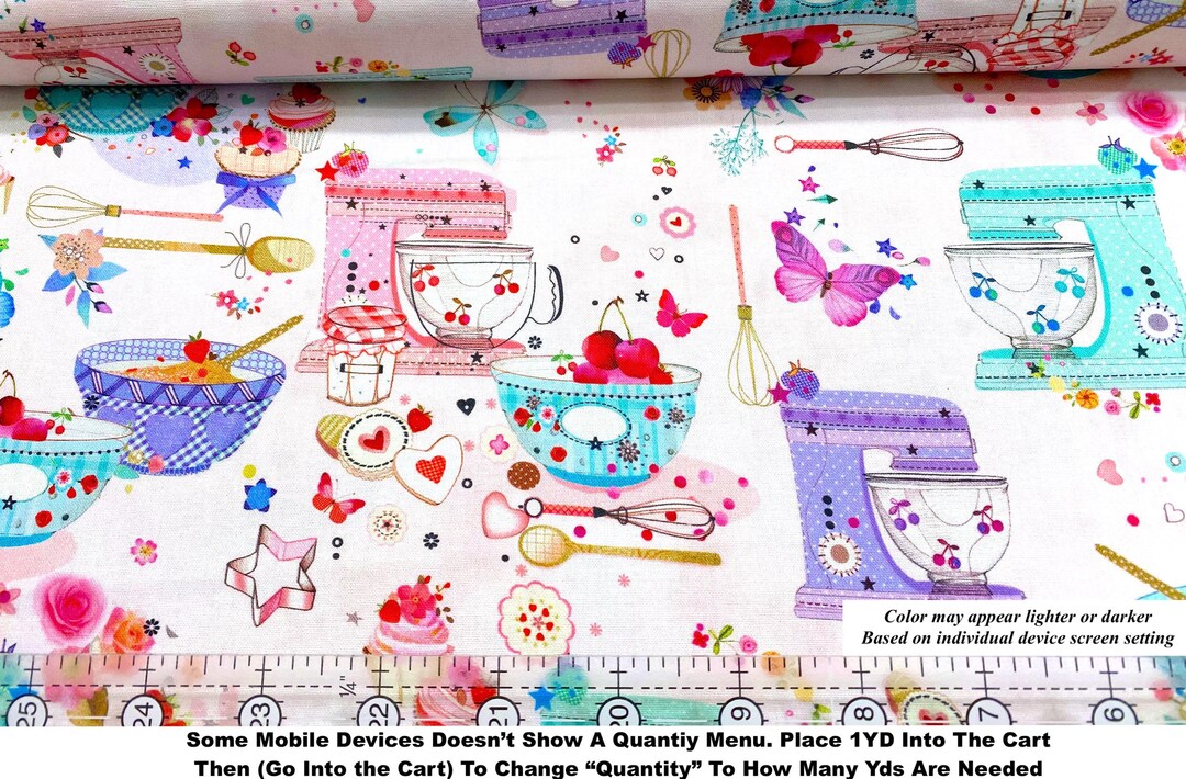 Robert Kaufman's Blossom Bake Shop FABRIC 100% Quilt Cotton Baking Cook ...