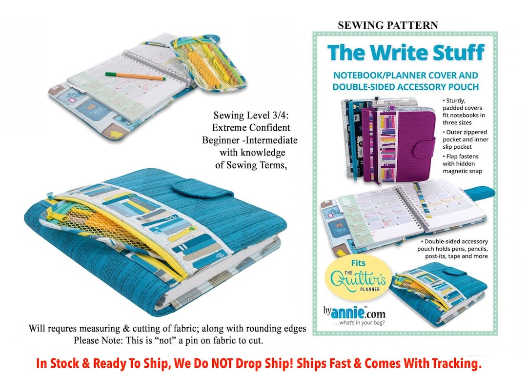 Sewing PATTERN Notebook Planner COVER for 3 SIZES! Sewing Level 3/4 ...