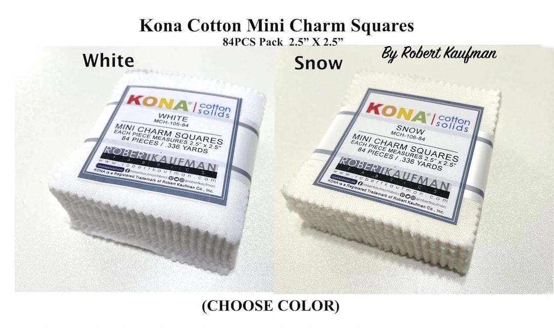 Kona Cotton Mini Charm Squares: 2.5" White or Snow, 84pc Robert Kaufman ...