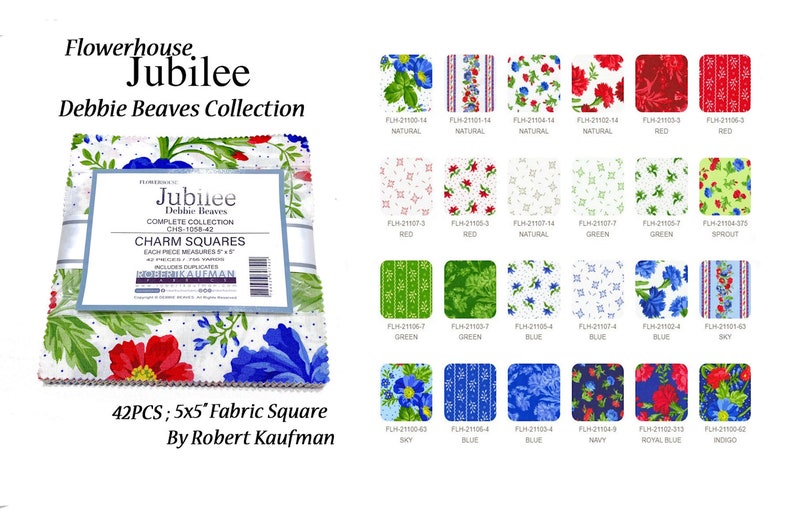 42PC Jubilee Flowerhouse Fabric Debbie Beaver Collection - Etsy