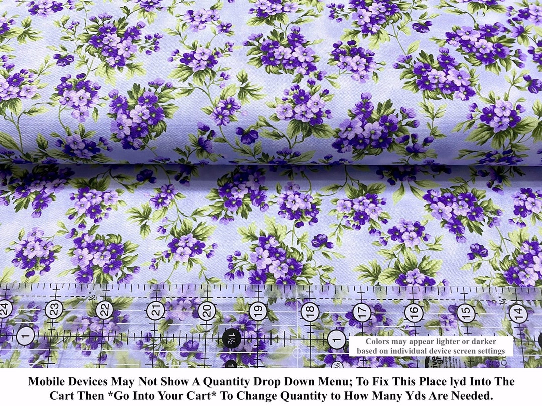Georgina Lavender by Robert Kaufman Floral 100% Quilt Cotton Fabric See ...