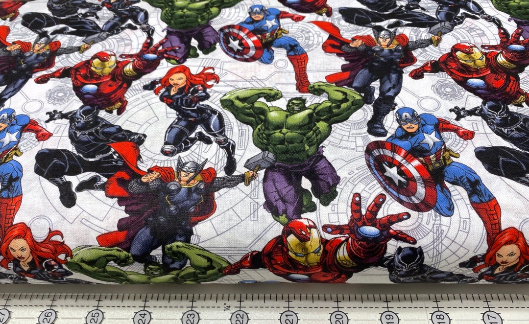 AVENGERS MARVEL Fabric Comics Unite Cotton Official Licensed Spring ...