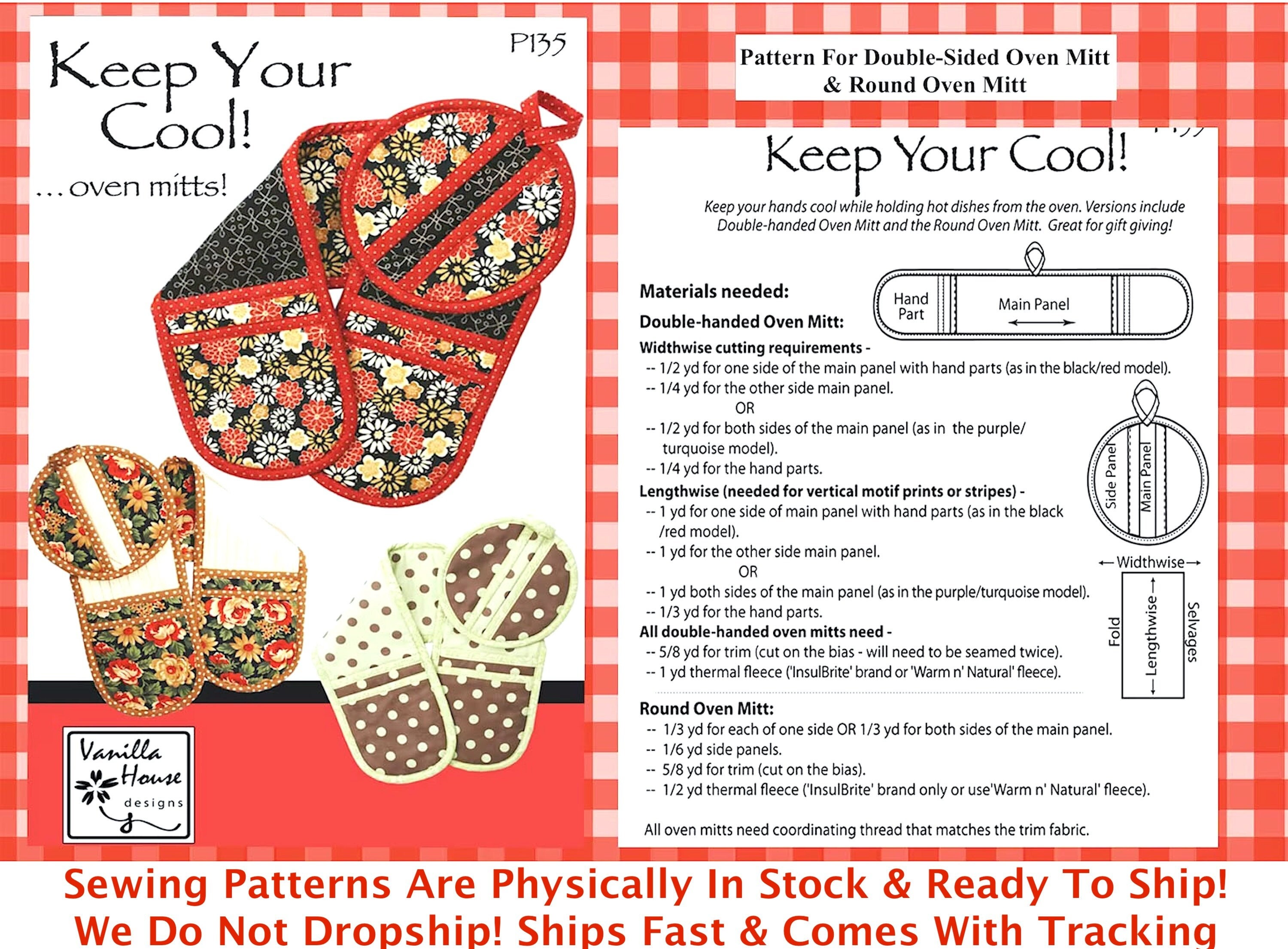 2 Sewing Patterns! Double Handed Oven Mitt & Round Oven Mitt Sewing ...