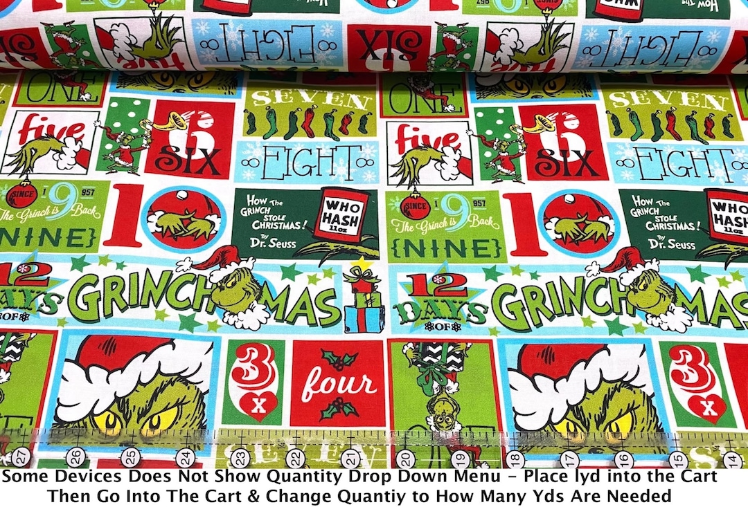 How the Grinch Stole Christmas Fabric Licensed by Robert Kaufman 100% ...