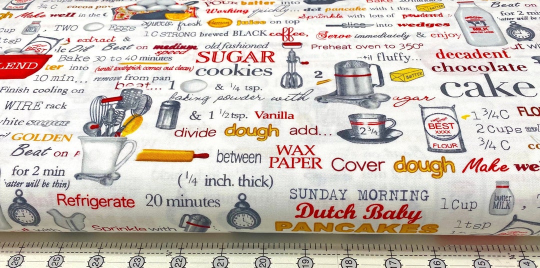 Baking Kiss the Cook Quilt Cotton Fabric: Cake, Cookies, Sweets ...
