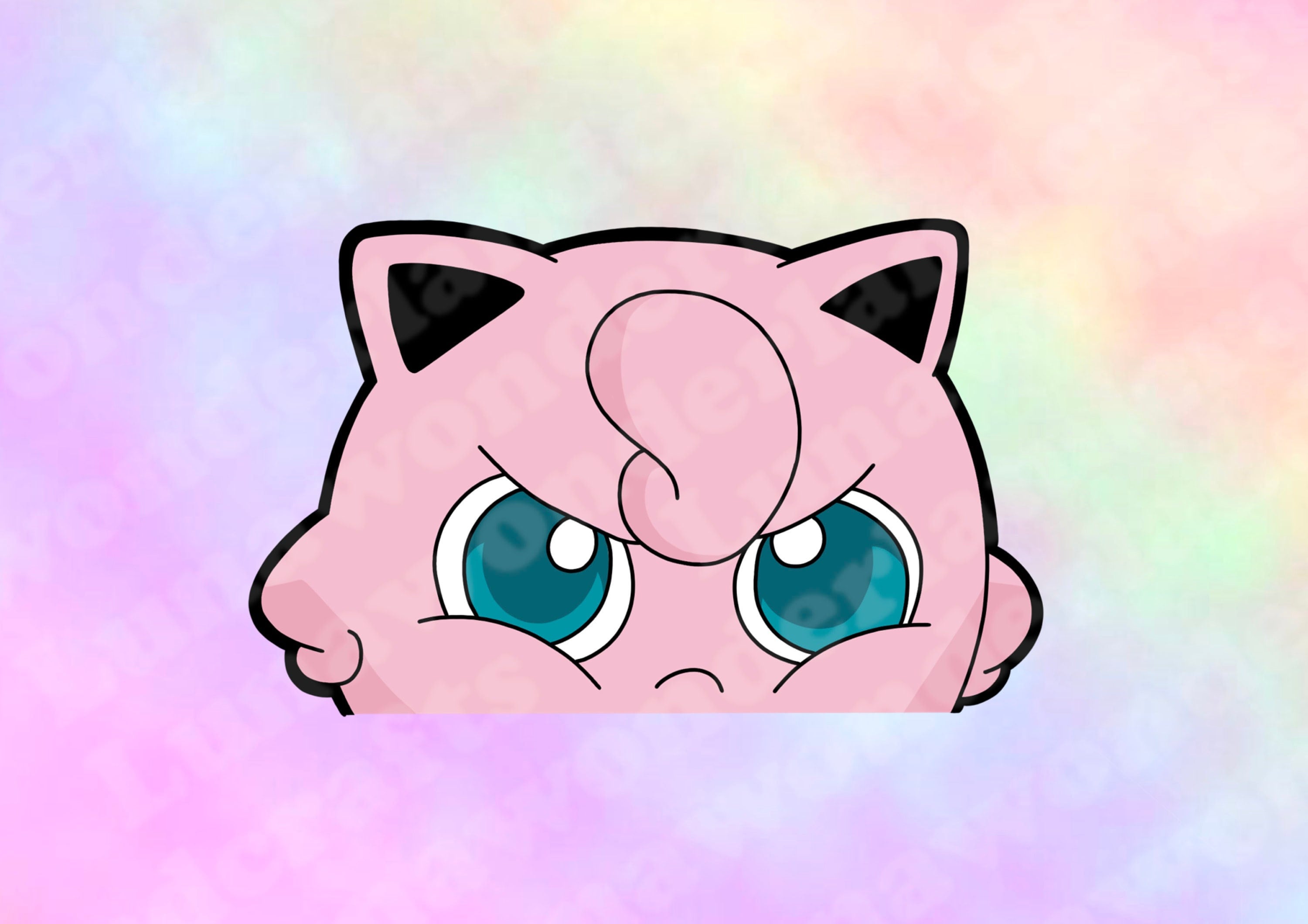 Angry Jigglypuff Peeker Sticker Pokemon Holographic Sticker | Etsy