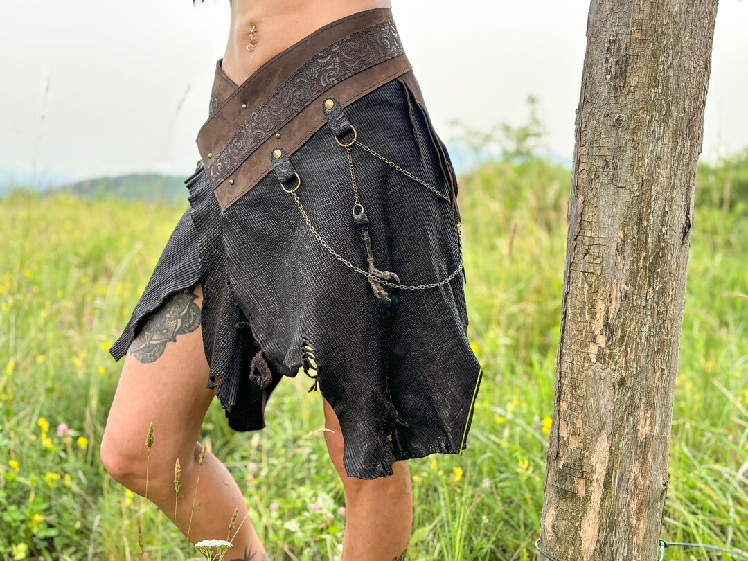 Tribal Skirt Belt, Size XS, Pagan Outfit, Leather, Festival Wear ...