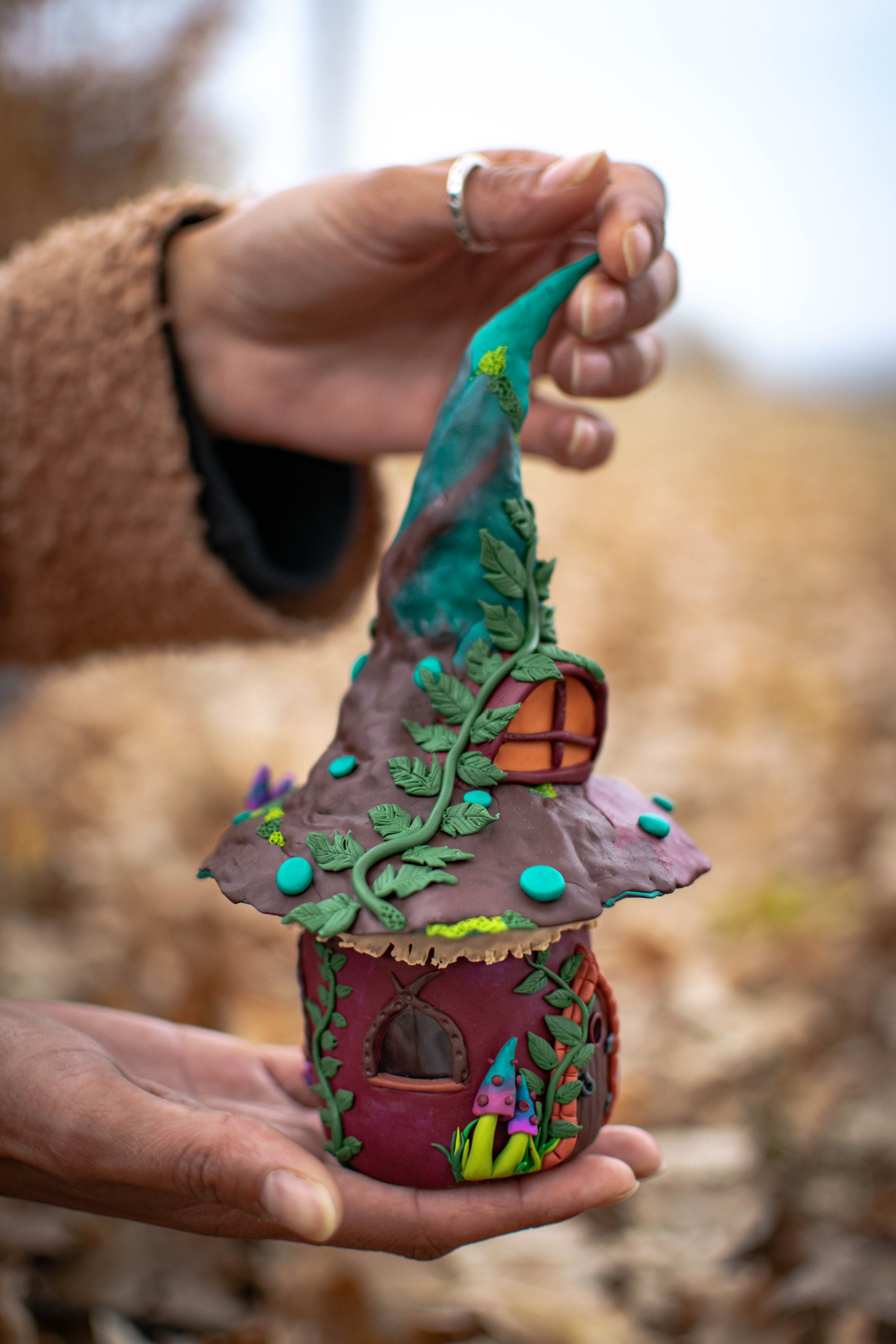 Fairy Jar House, Decorative Jar, Tea Jar, Fimo Clay, Unique Stash Jar ...