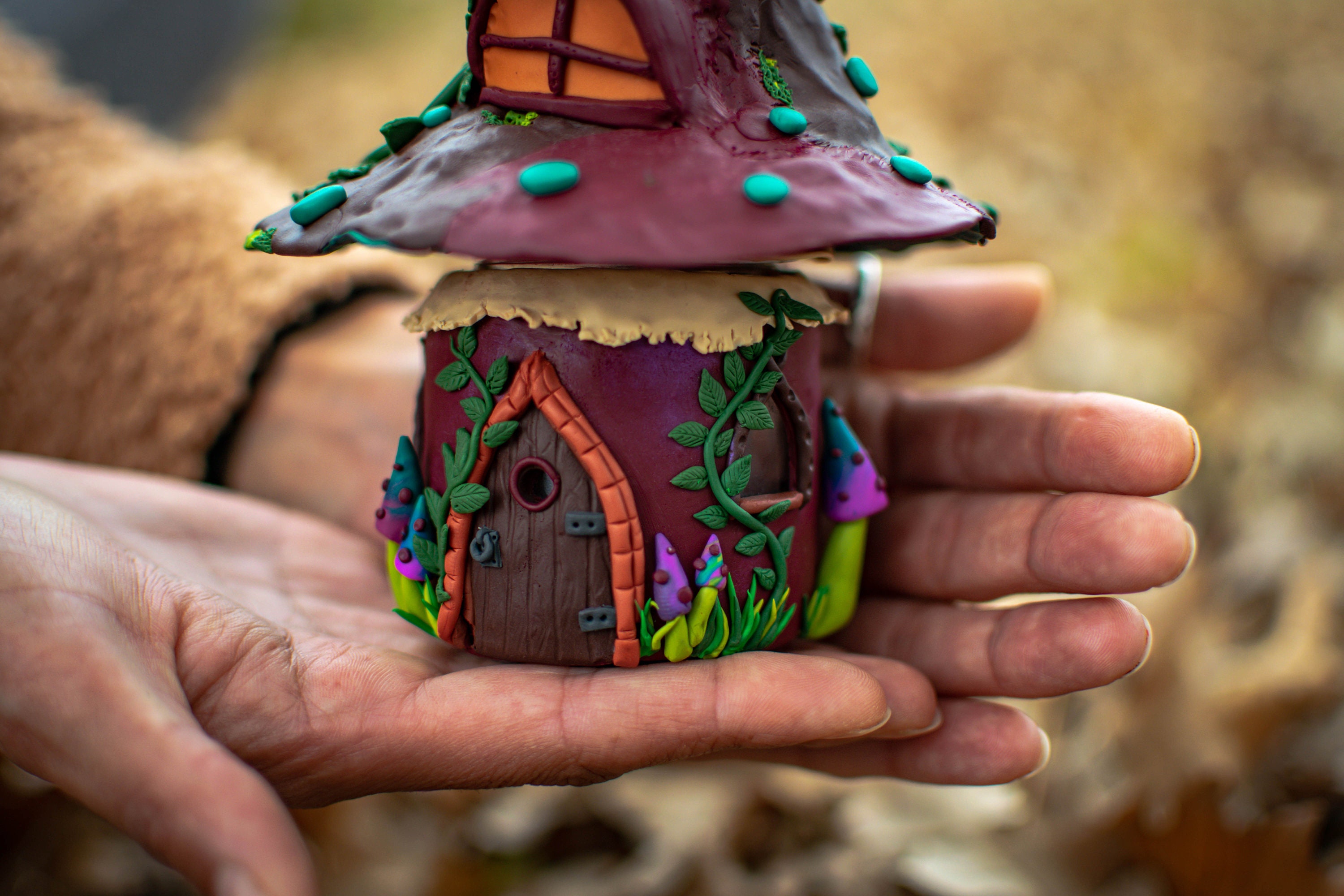 Fairy Jar House, Decorative Jar, Tea Jar, Fimo Clay, Unique Stash Jar ...