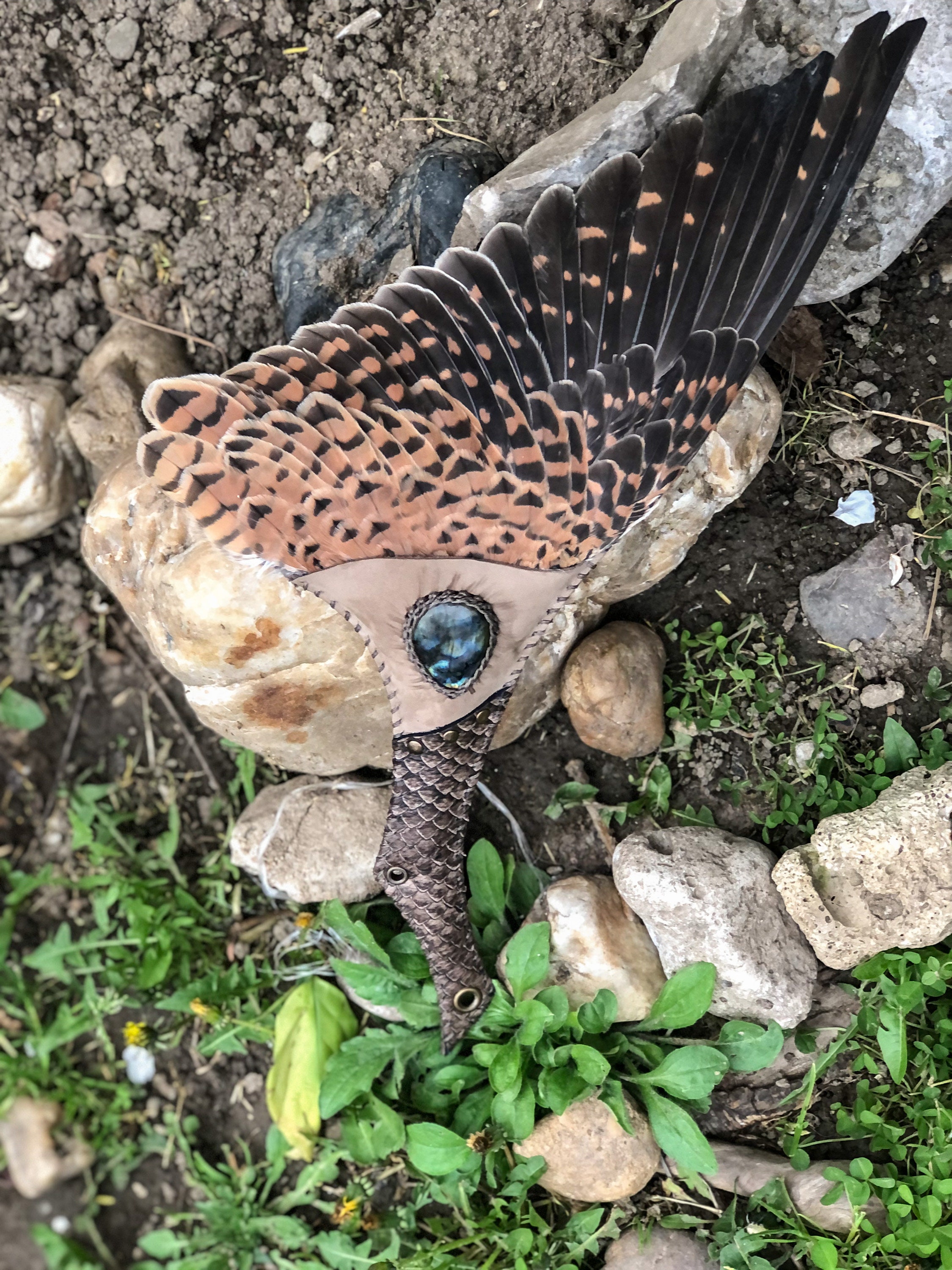 Kestrel Wing, Smudge Fan, Labradorite, Shamanic Tool, Ceremonial Tool ...