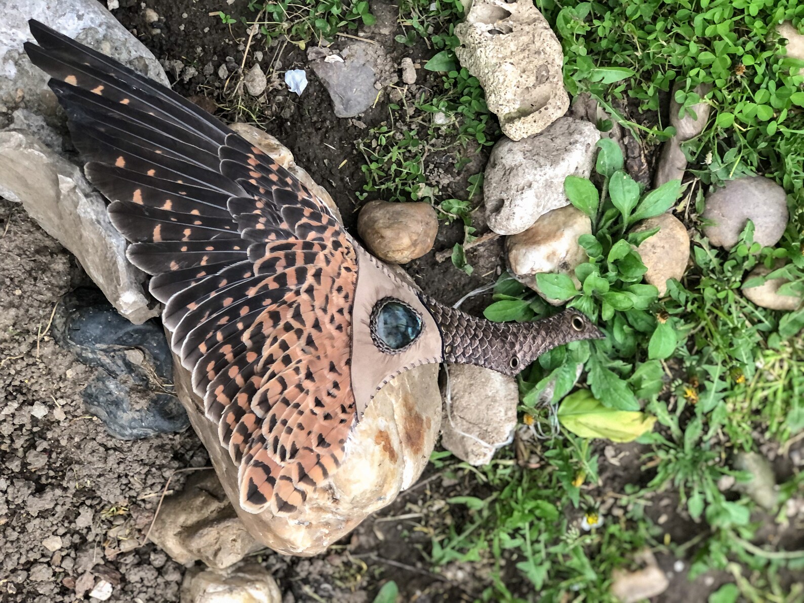 Kestrel Wing, Smudge Fan, Labradorite, Shamanic Tool, Ceremonial Tool ...