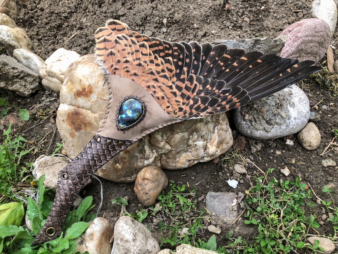 Kestrel Wing, Smudge Fan, Labradorite, Shamanic Tool, Ceremonial Tool ...