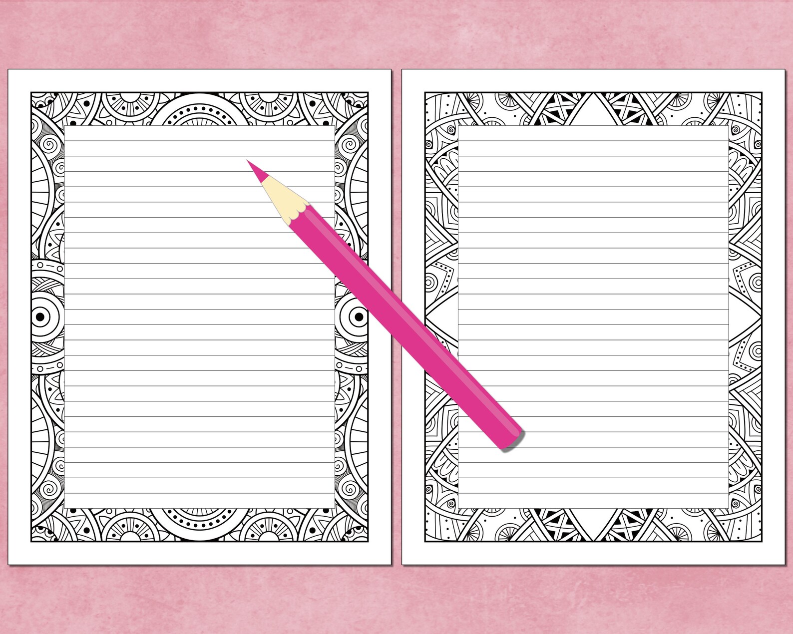 Printable Lined Journal Coloring Pages with intricate | Etsy