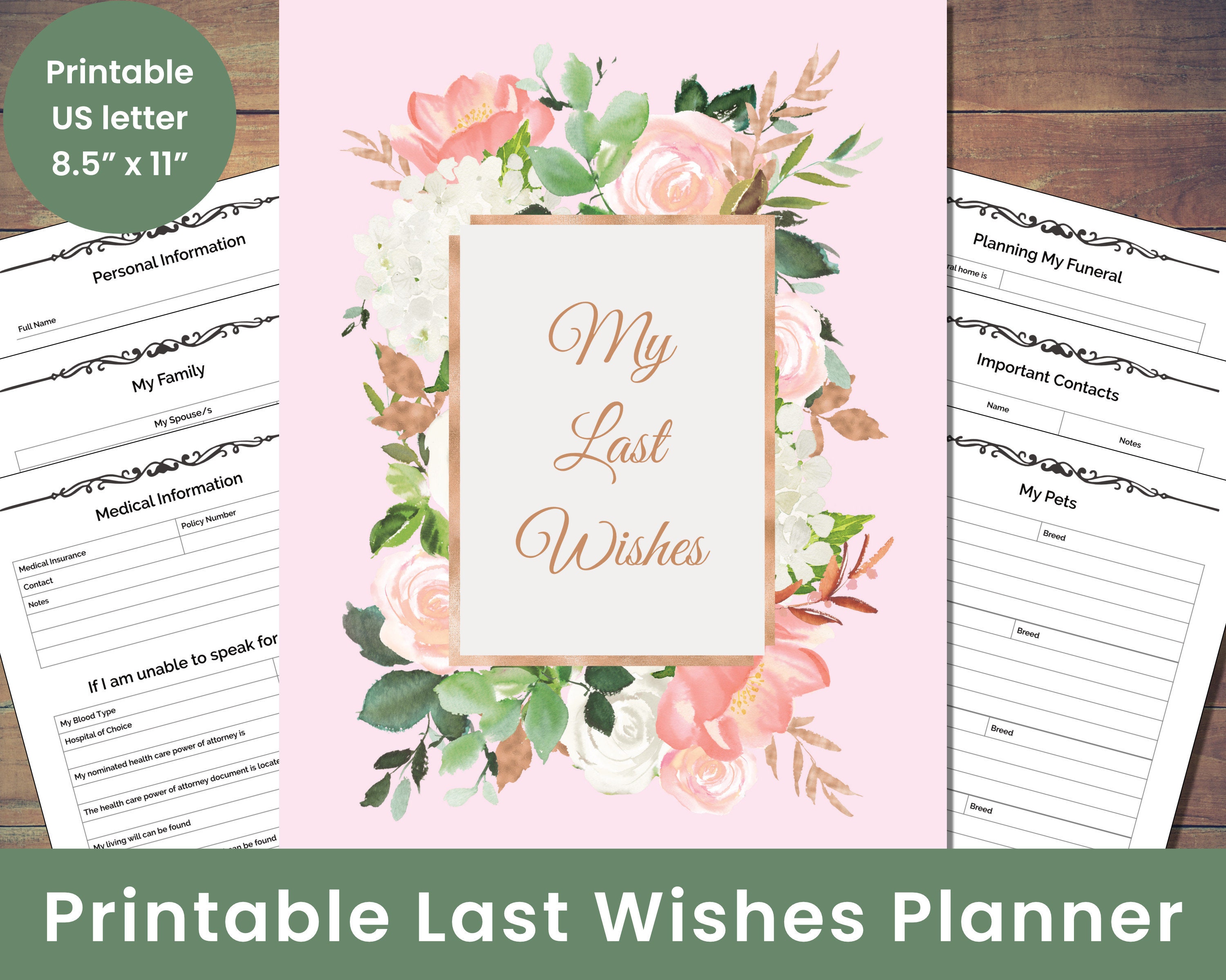 My Last Wishes Planner 8.5 X 11 US Letter Size PDF Printable - Etsy Canada