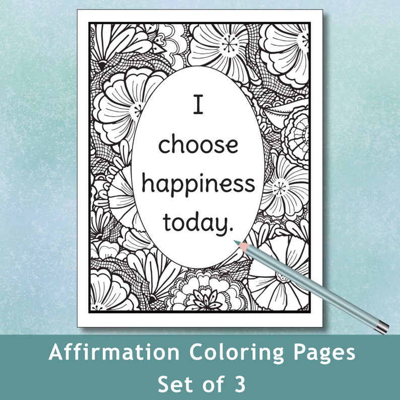 Printable Positive Affirmations Inspirational Coloring Pages for Adults ...