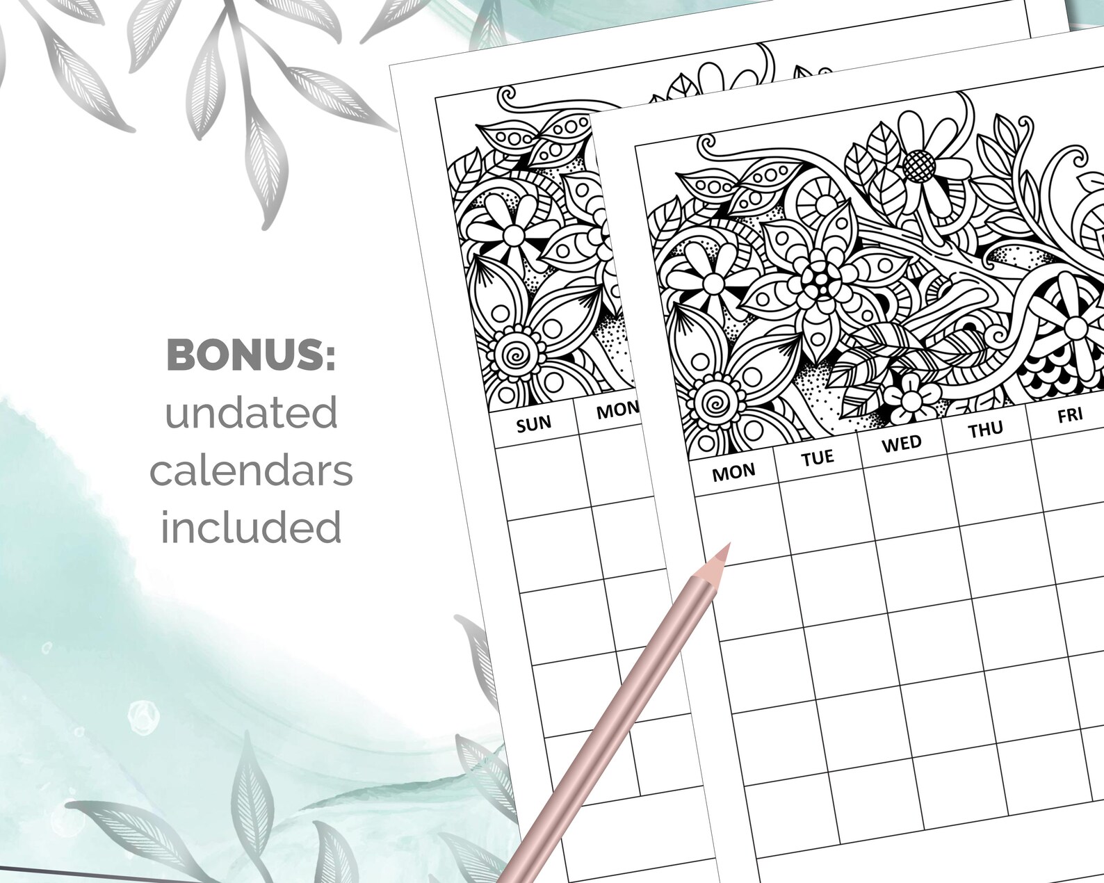 Printable 2023 Coloring Calendar Dated & Undated 1-page - Etsy Canada