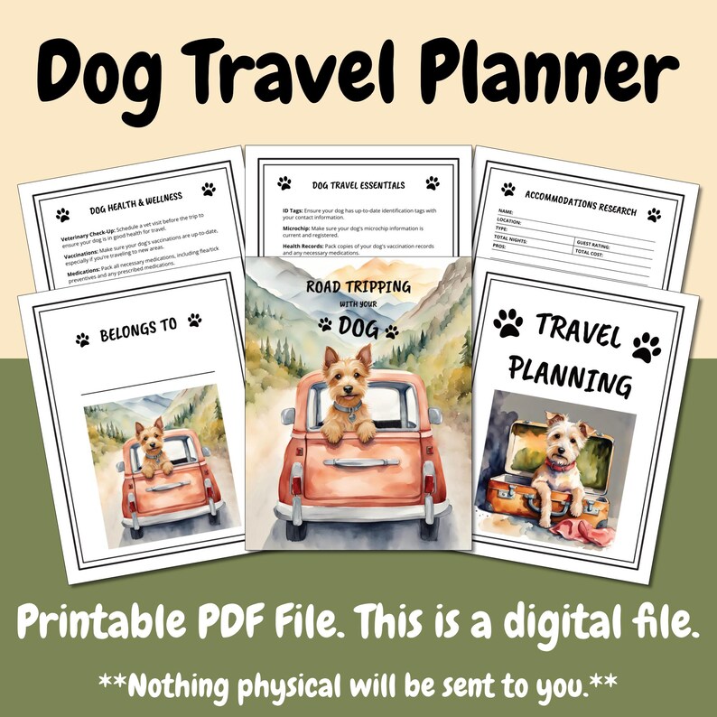 Printable Dog Road Trip Travel Planner Plan Everything You Need to Have ...