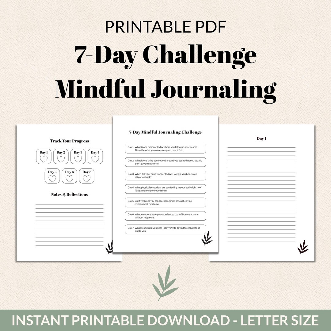 7-day Mindful Journaling Challenge Printable – Minimalist PDF Journal ...
