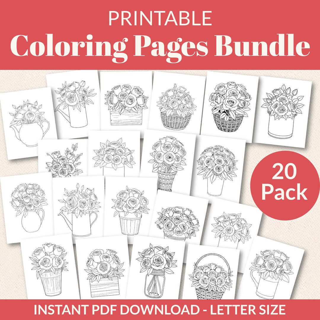 Simple Coloring Pages Download to Print at Home - 20-pack Bundle ...