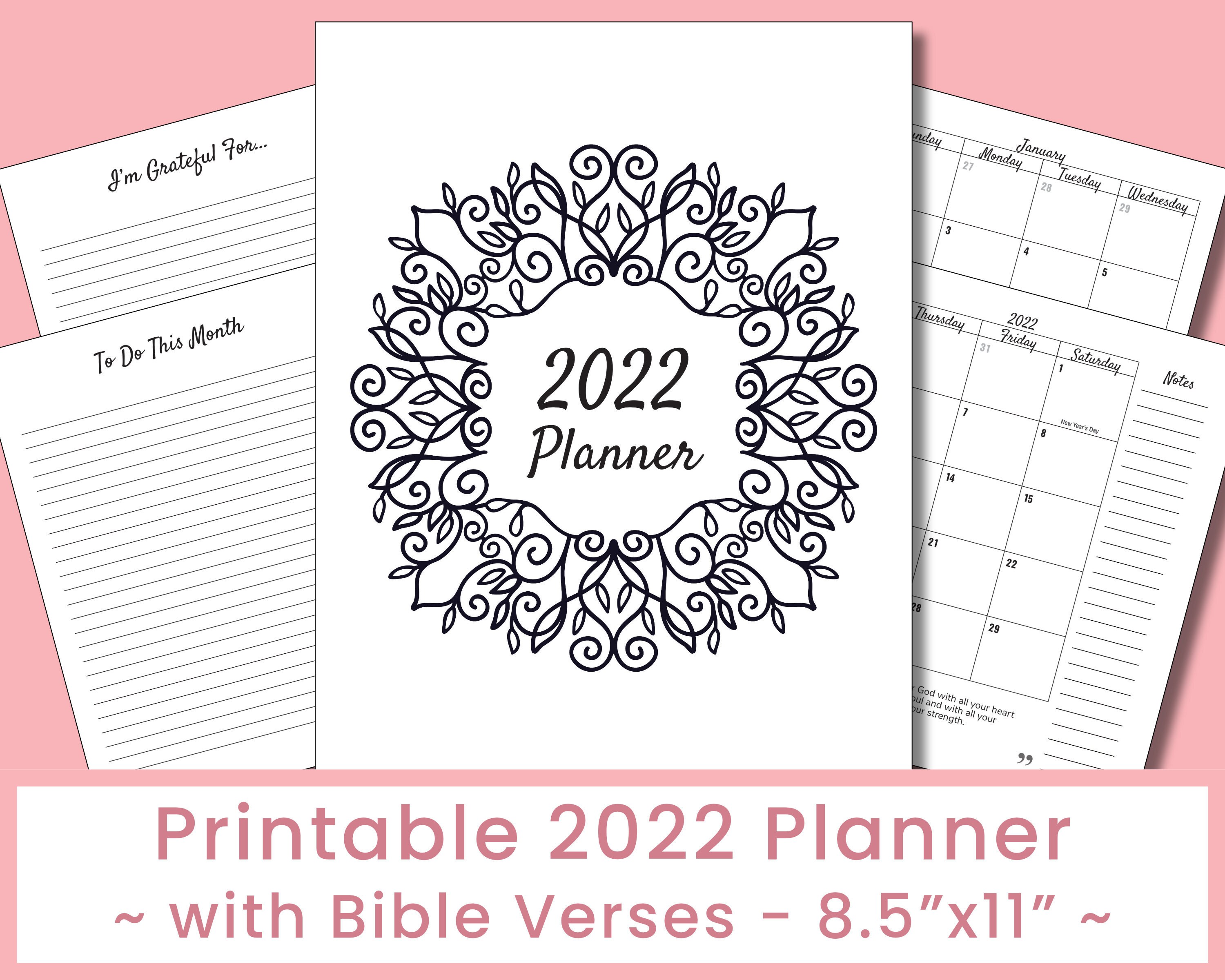 Printable 2022 Dated Monthly Planner with Bible verses letter | Etsy